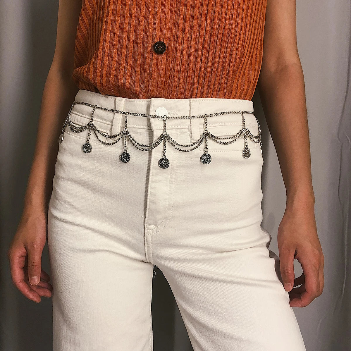 the BELLY COINS - Boho Multi-Level Gold Color Coin Pendant Waist Chain