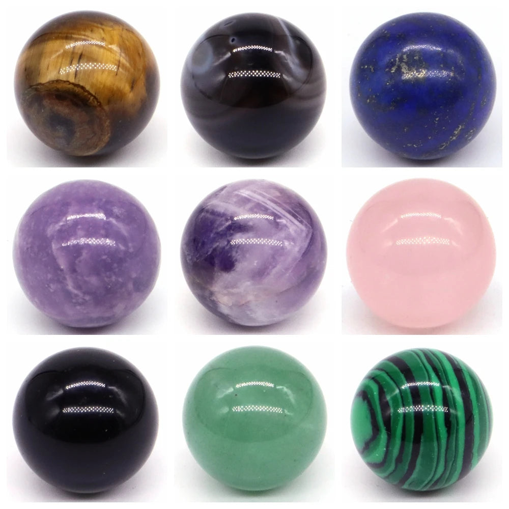 the CHAKRA BALLS - 5PCS / Set Mini 16mm Natural Stones Crystals Round
