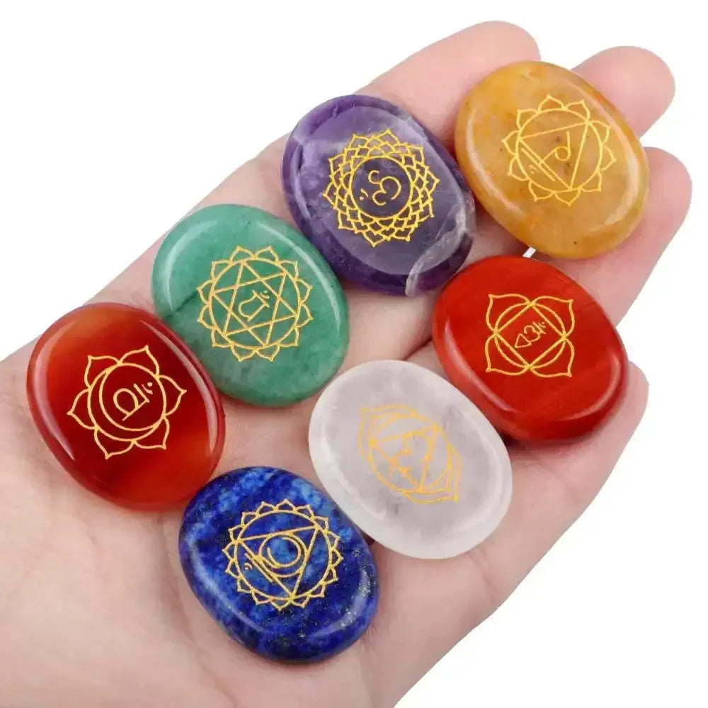the COLORFUL CHAKRA - 7Pcs/Set Chakra Reiki Healing Crystal Stone Set,